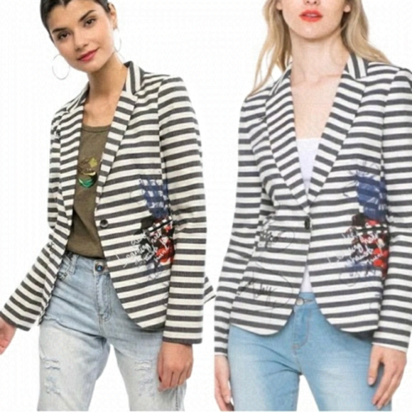 Desigual | Jackets & Coats | Desigual Devin Nautical Striped Single ...